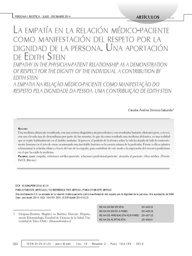 La Empatía en La Relación Médico Paciente Como Manifestación Del ...