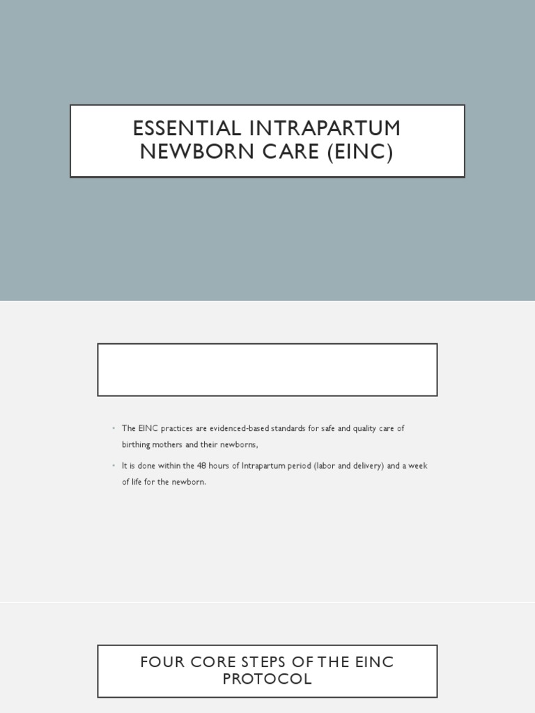 Essential Intrapartum Newborn Care (Einc) | PDF