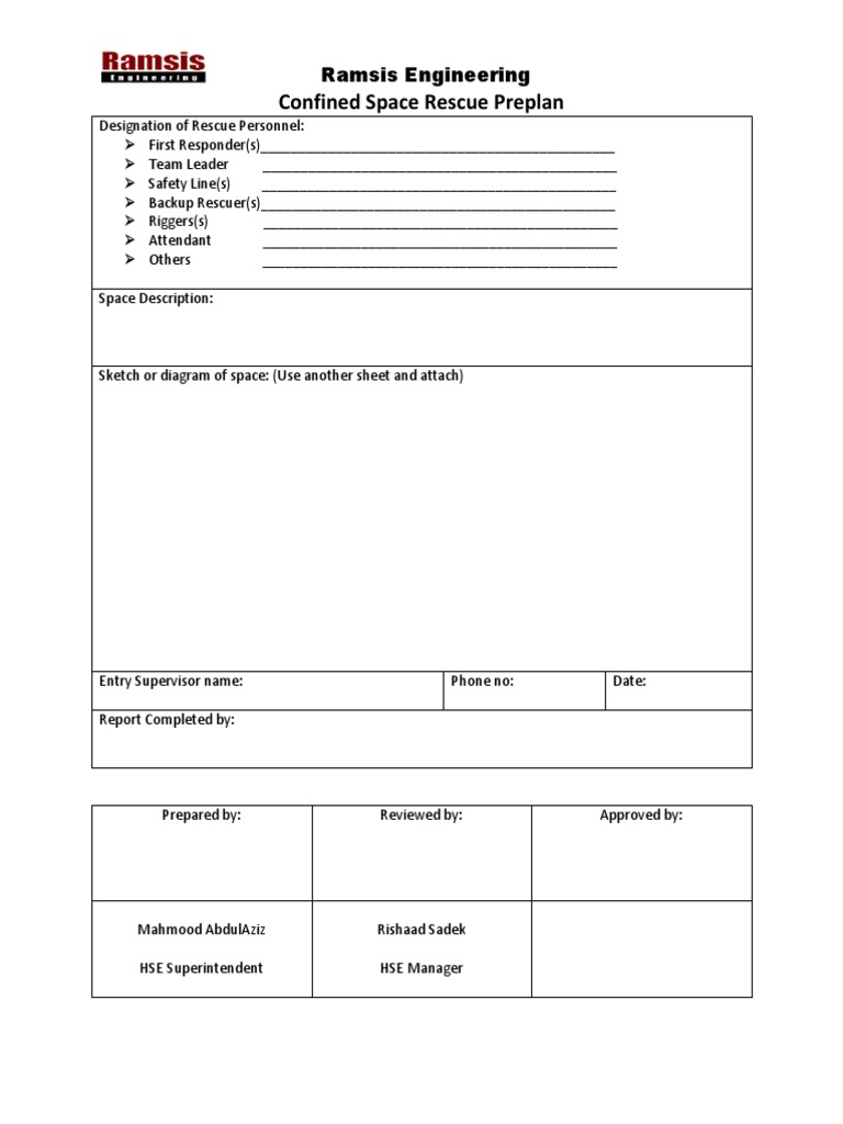 Confined Space Rescue Plan | PDF | Equipment | Safety