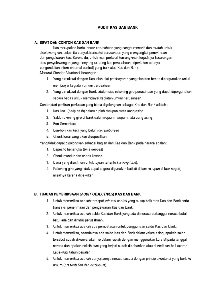 Audit Kas dan Bank: Prosedur dan Tujuan | PDF