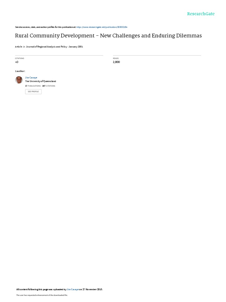 Rural Community Development in the 21st Century: Addressing New ...