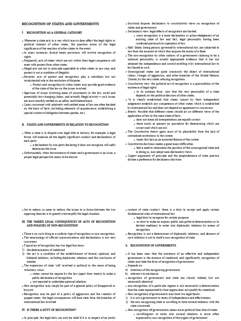 Recognition of States and Governments: I. Recognition As A General ...