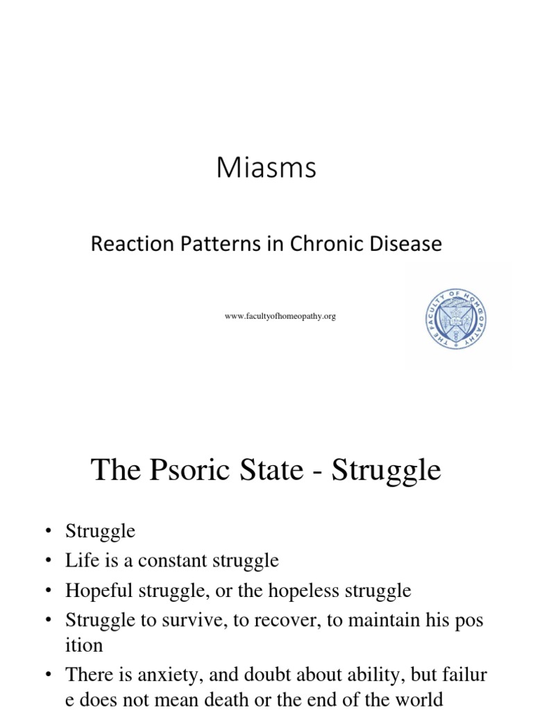 Miasms: Reaction Patterns in Chronic Disease | PDF | Behavioural ...