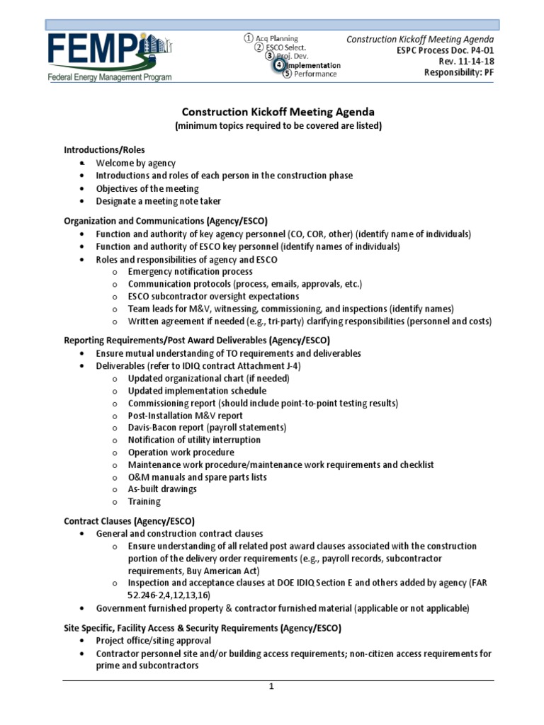 Kick Off Agenda | PDF | General Contractor | Business