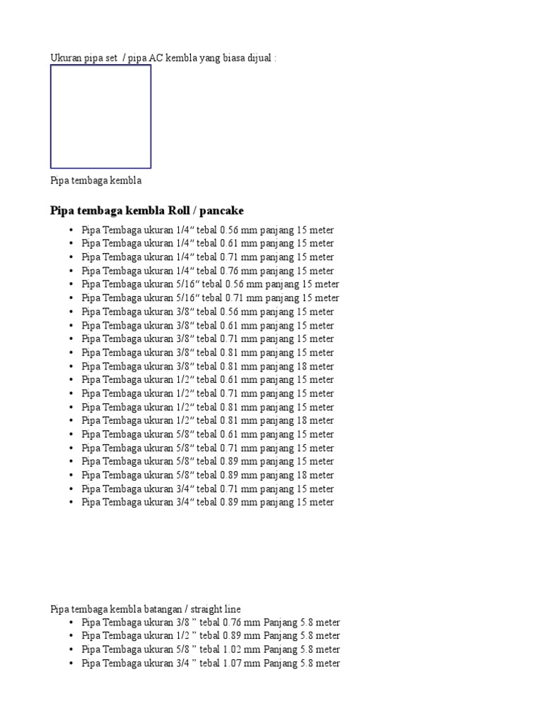 Ukuran Pipa Tembaga | PDF