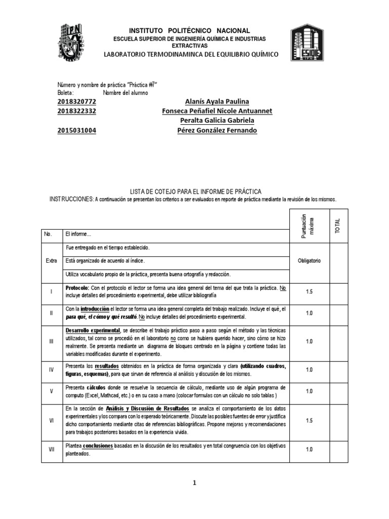 Practica 7 Termo 4 | PDF | Reacciones químicas | Equilibrio químico