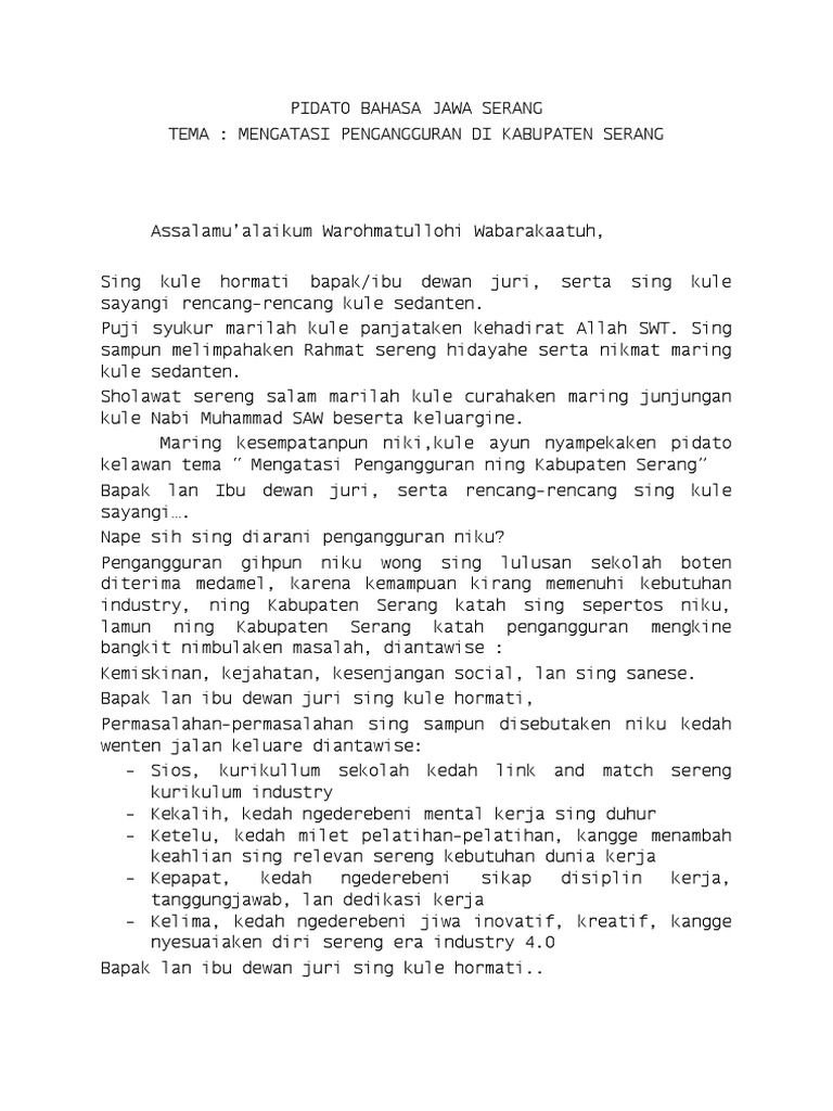Pidato Bahasa Jawa Serang | PDF
