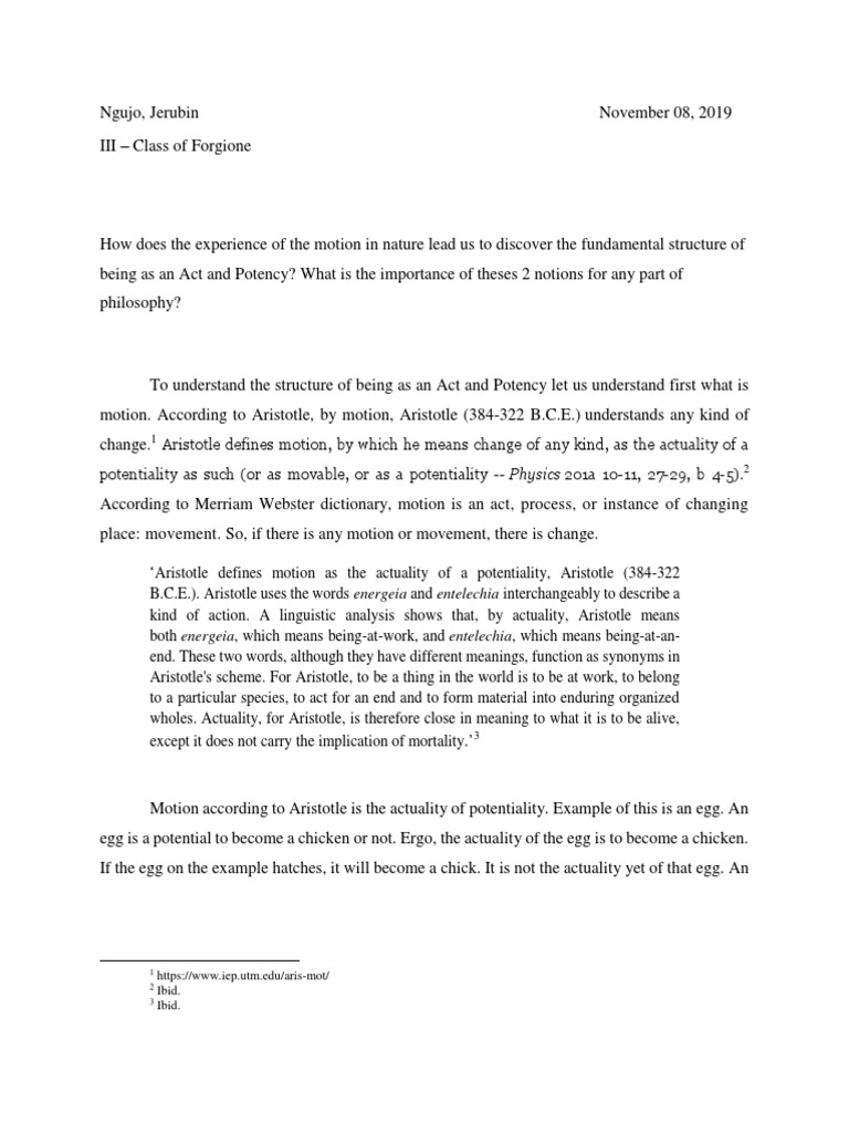 Research About Act and Potency | PDF | Cognitive Science | Metaphysics