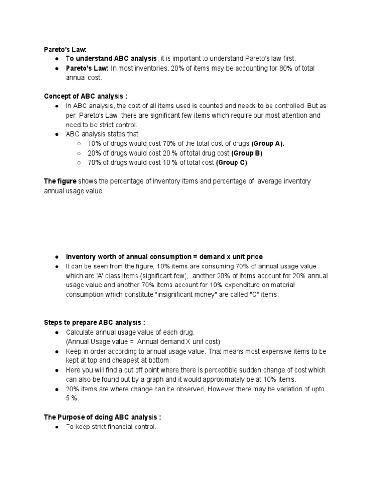 Understanding ABC Analysis and Pareto's Law | PDF | Inventory | Supply ...