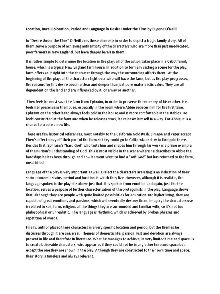 Desire Under The Elms-Outline | PDF | Cognition | Psychological Concepts