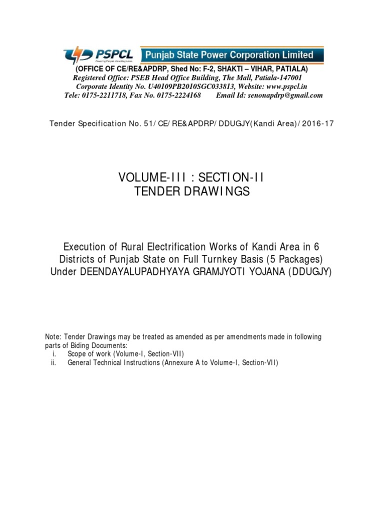 11kV Tender Drawings for Electrification | PDF | Electrical Substation ...