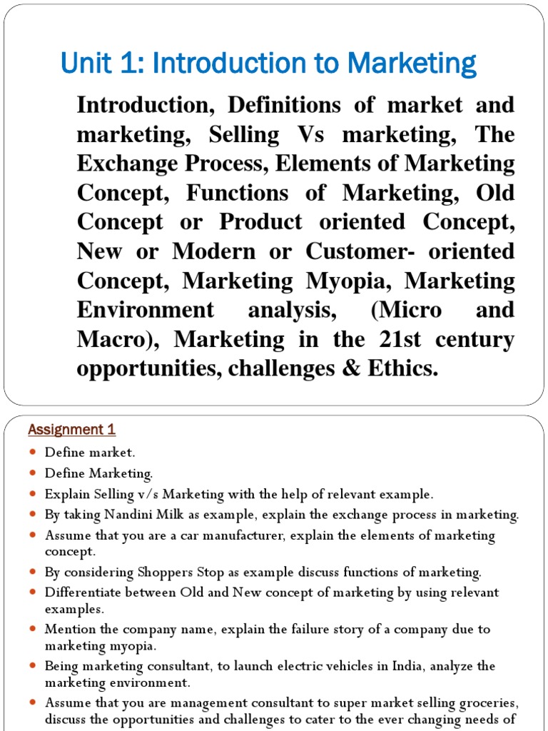Unit 1: Introduction To Marketing | PDF | Consumer Behaviour | Marketing