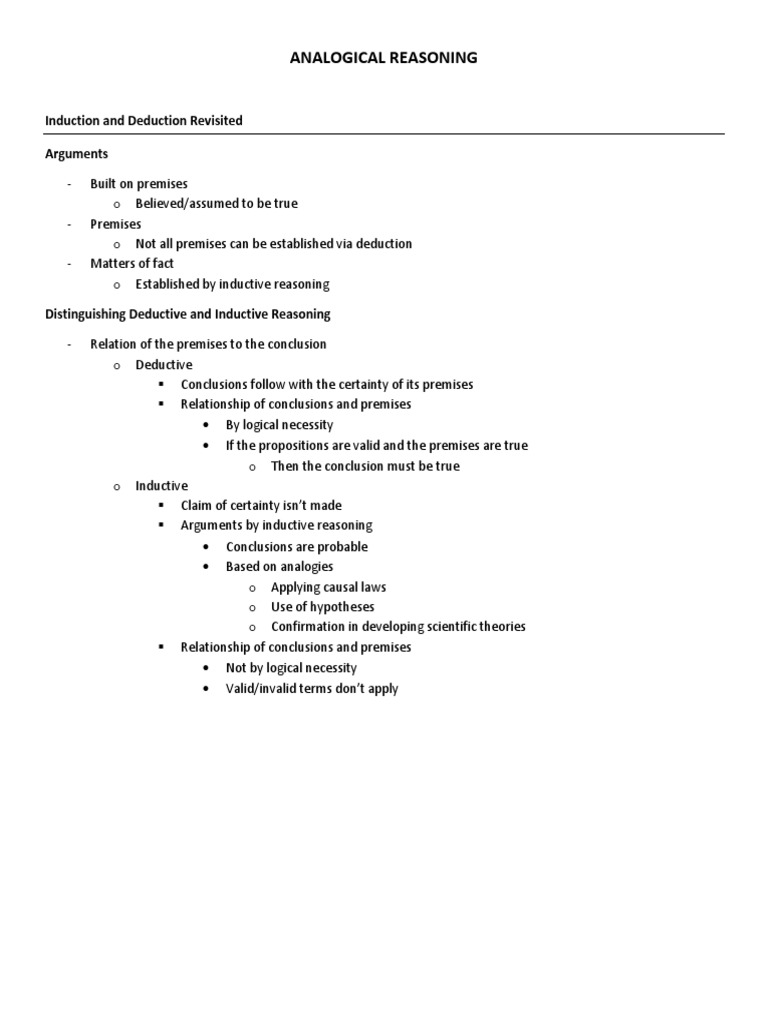 Analogical Reasoning: Induction and Deduction Revisited Arguments | PDF ... Analogical Reasoning: Induction and Deduction Revisited Arguments | PDF ...