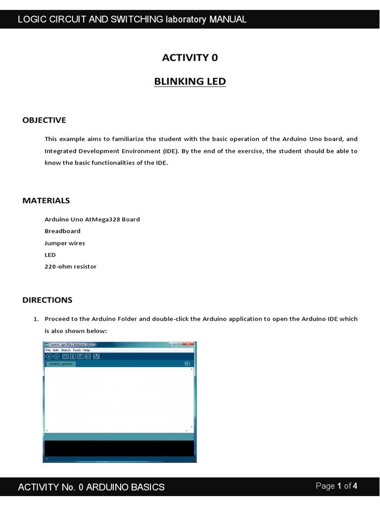 Blink Led Arduino Basics Guide Pdf Arduino Subroutine
