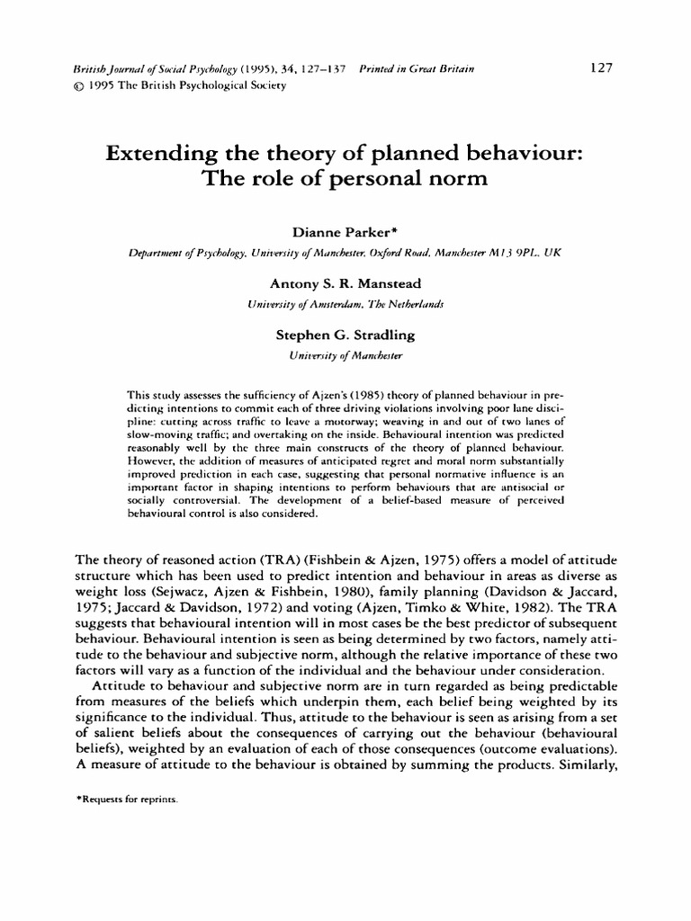 The Role of Personal Norm | PDF | Attitude (Psychology) | Behavior