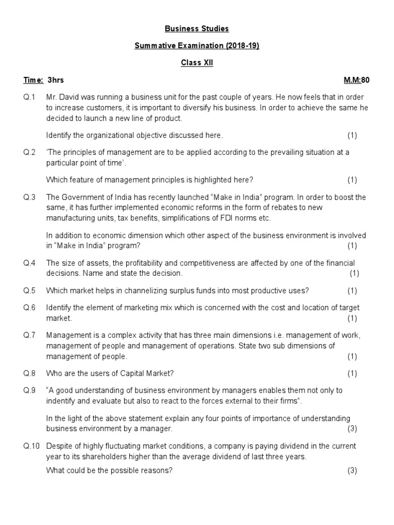 Business Studies XII | PDF | Business | Marketing