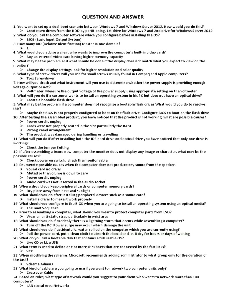 Question and Answer | PDF | Active Directory | Remote Desktop Services