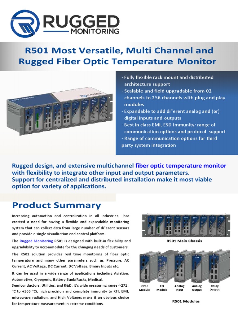 R501 Multi Channel Rugged Fiber Optic Temperature Monitor RM | PDF ...