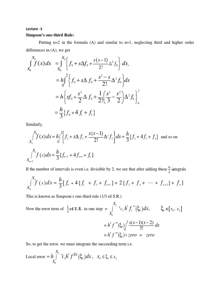 Simpsons Rule | PDF | Mathematical Analysis | Algebra