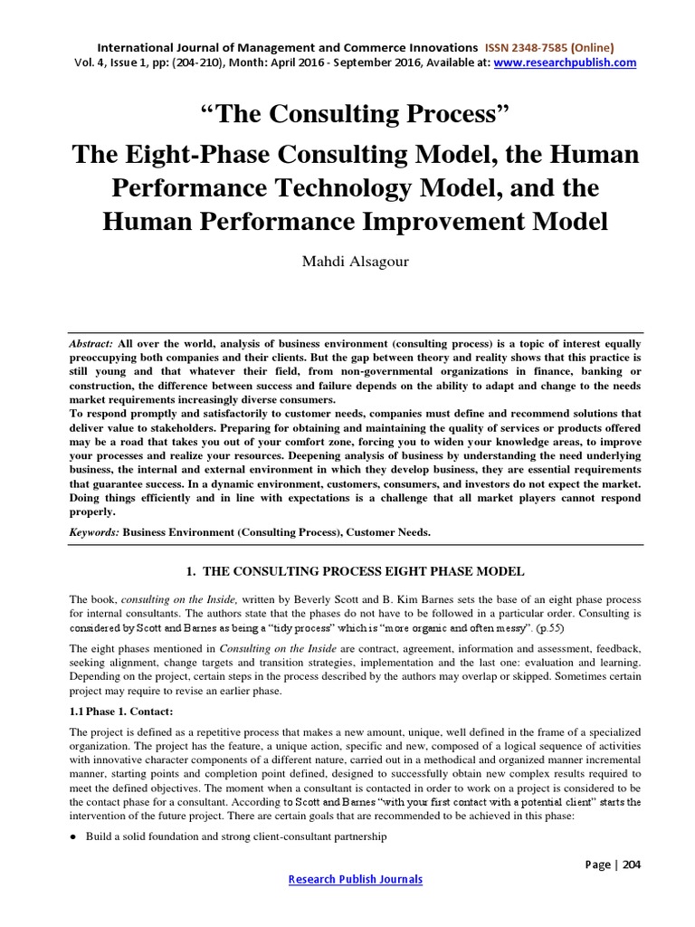 "The Consulting Process" The Eight-Phase Consulting Model, The Human ...