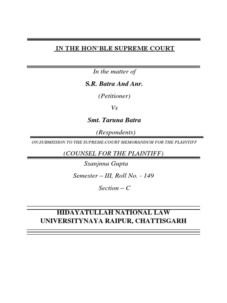 In The Hon'Ble Supreme Court: S.R. Batra and Anr | PDF | Supreme Courts ...