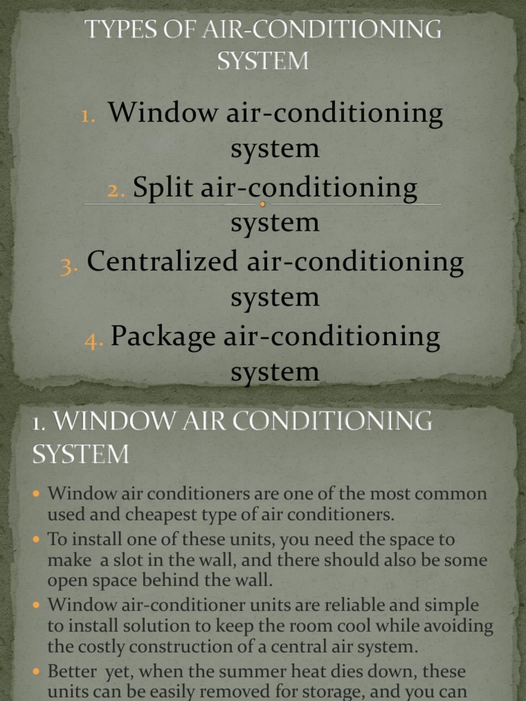 Types of Air Conditioning System | PDF