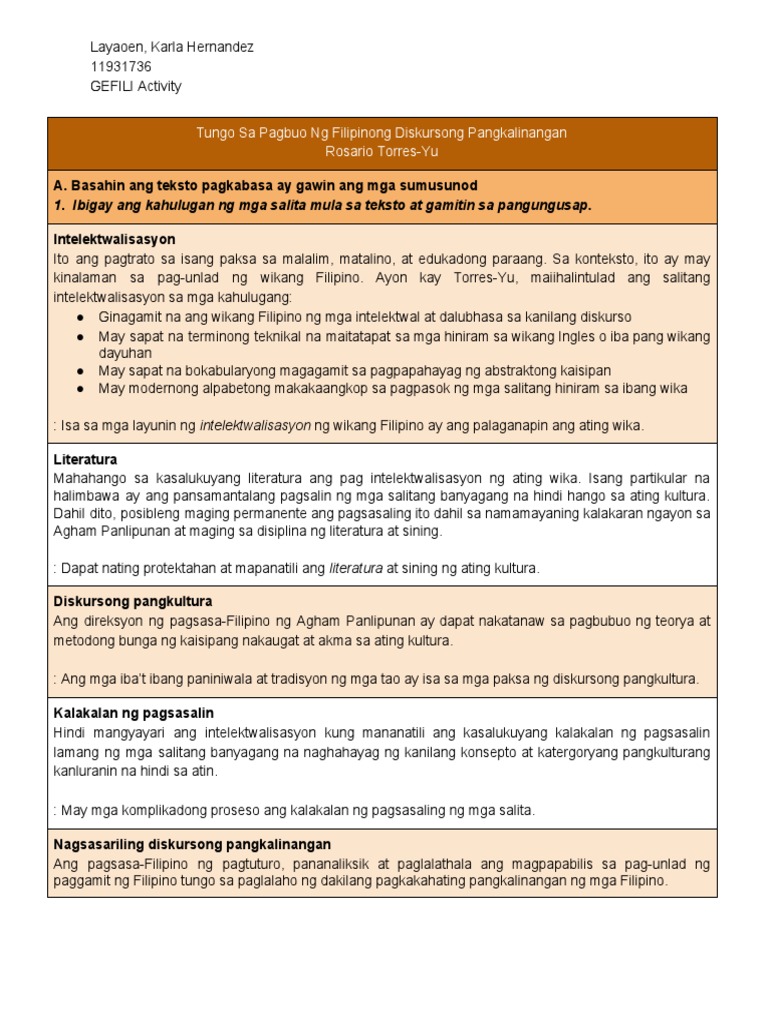 Filipino Activity | PDF