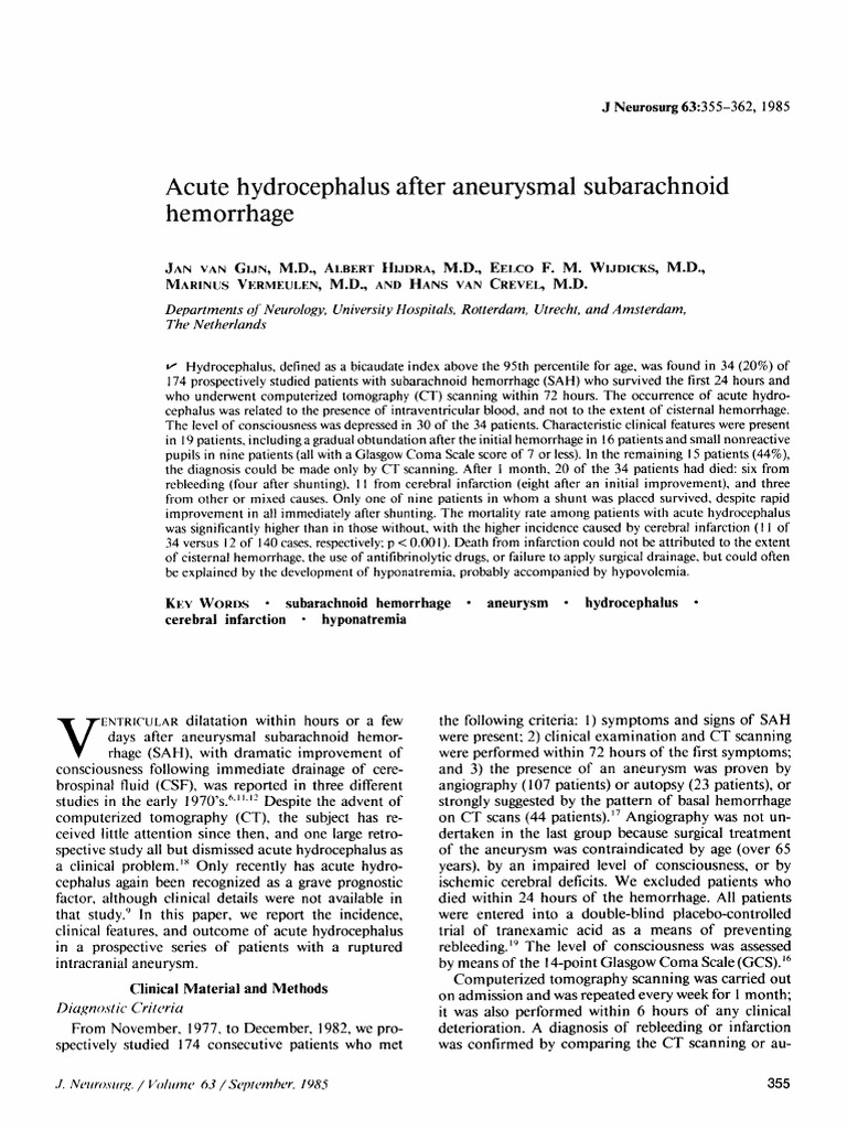Acute Hydrocephalus | PDF | Organ (Anatomy) | Brain