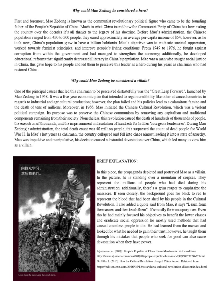 Mao Zedong - Hero or Villain | PDF | Mao Zedong | Cultural Revolution