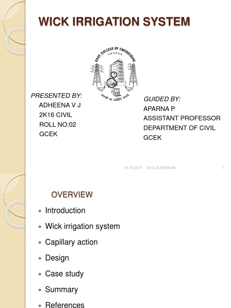 Wick Irrigation System: Presented By: Guided by | PDF | Hydroponics ...