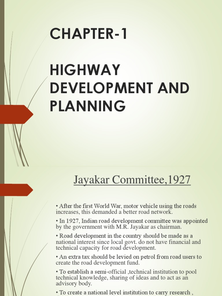 Chapter-1 Highway Development and Planning | PDF | Road | Traffic