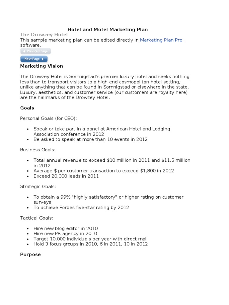 Hotel and Motel Marketing Plan | PDF | Direct Marketing | Hotel