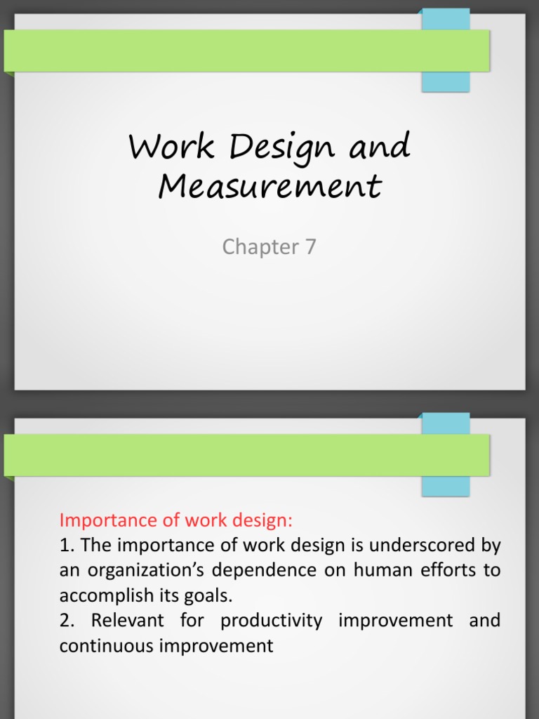 Work Design and Measurement Overview | PDF | Human Factors And ...