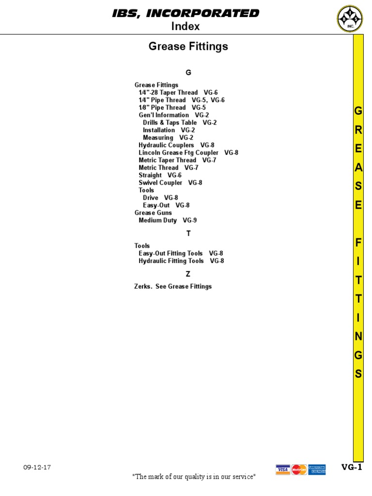 Fittings Grease Guide | PDF | Manufactured Goods | Mechanical Engineering