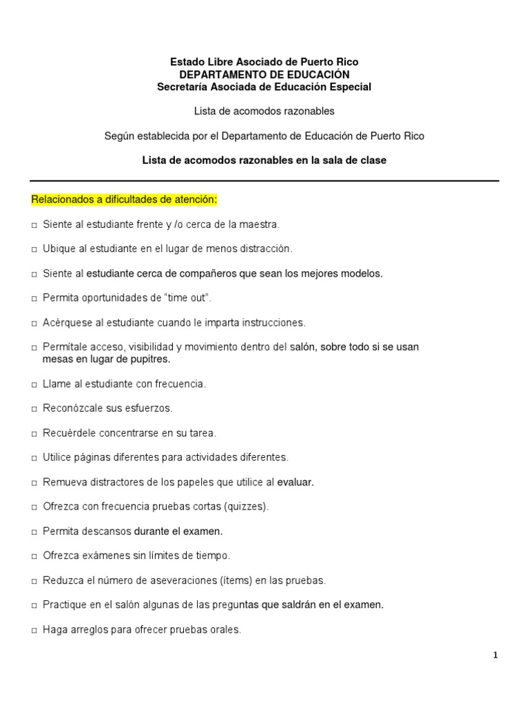 Lista de Acomodo Razonable | PDF | Prueba (evaluación) | Software
