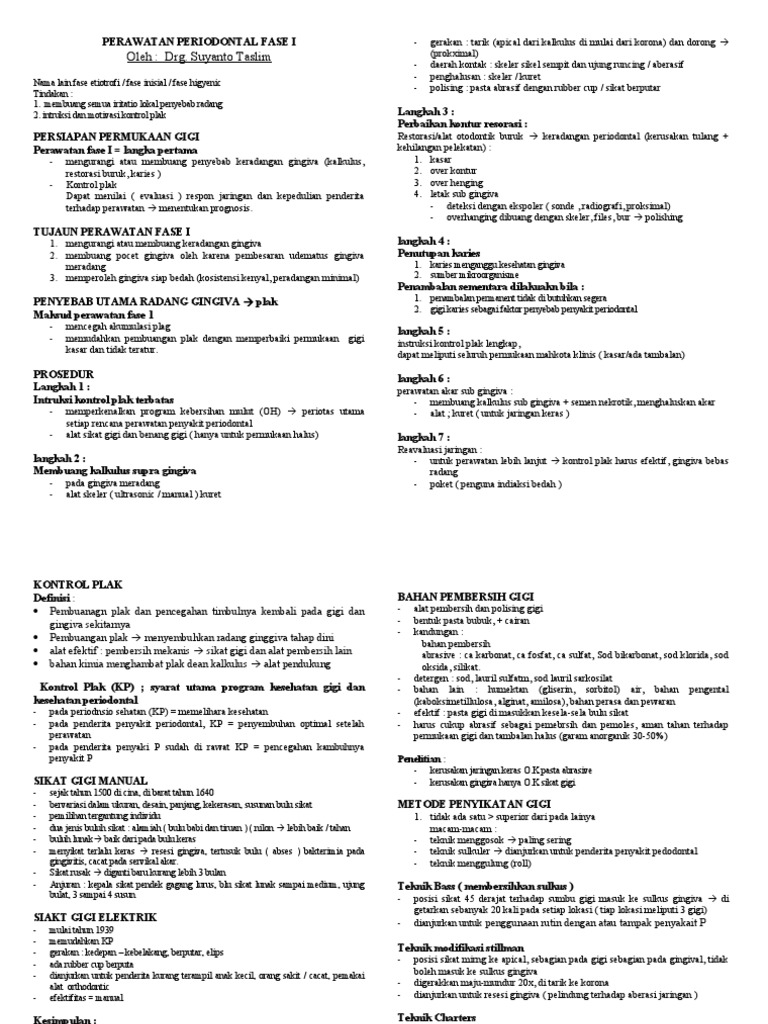 Perawatan Periodontal Fase I | PDF