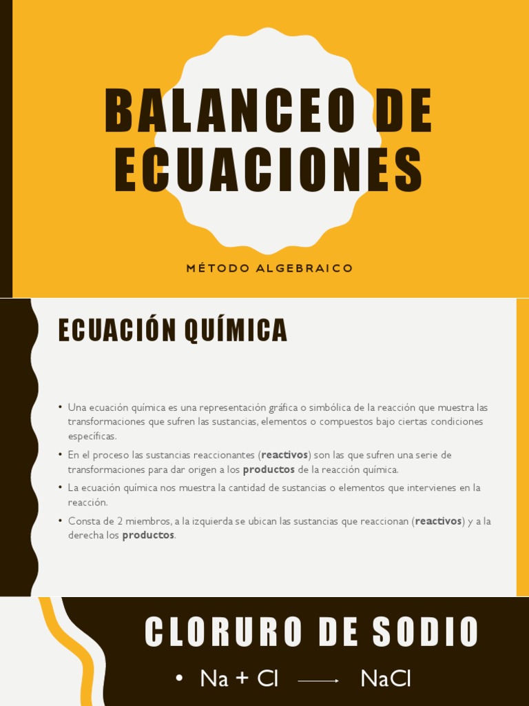 Balanceo de Ecuaciones Químicas | PDF | Reacciones químicas | Elementos ...