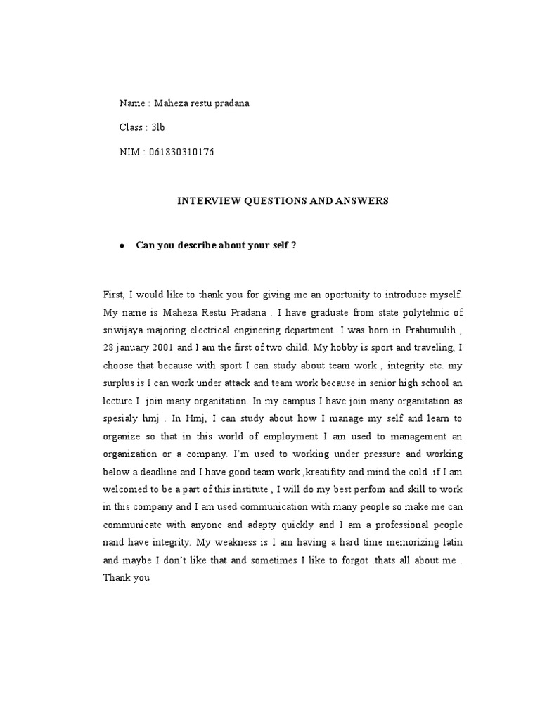 An Interview with Maheza Restu Pradana Seeking Employment at PT GMF ...