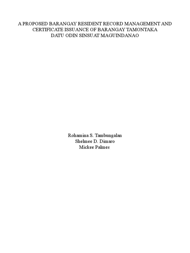 A Proposed Barangay Resident Record Management and Certificate Issuance ...