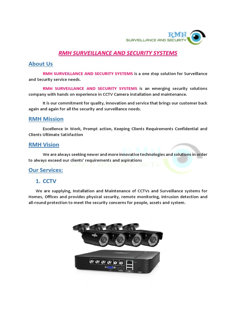 RMH Surveillance and Security Systems | PDF | Closed Circuit Television ...