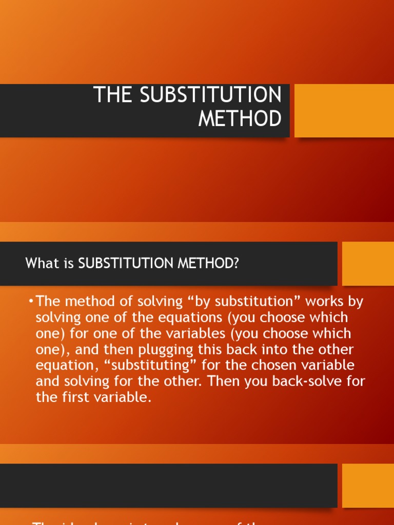 Substitution Method for Solving Equations | PDF | Teaching Methods ...