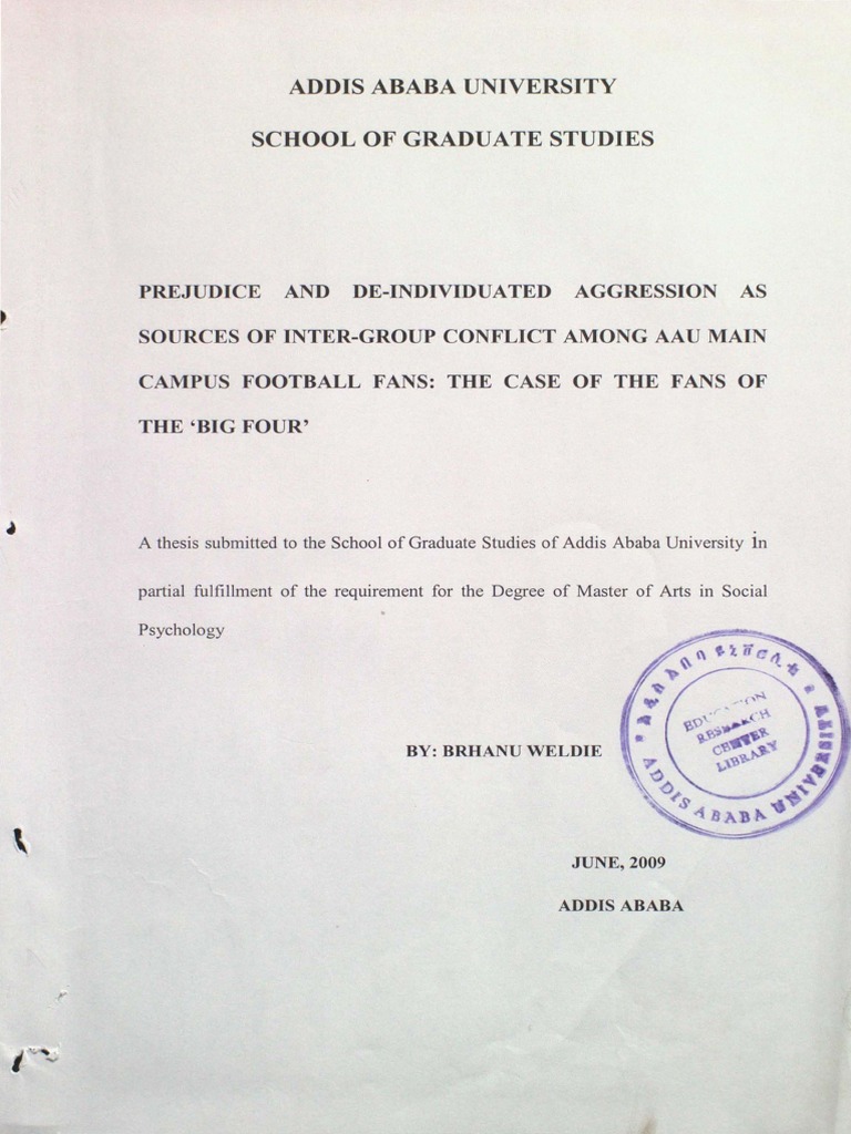 Addis Ababa University School of Graduate Studies | PDF | Social Group ...