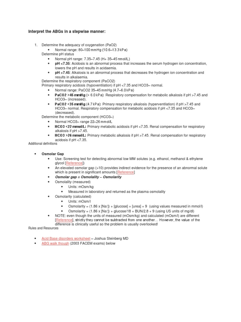 Interpret The Abgs in A Stepwise Manner:: Reference Reference | PDF ...