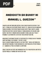 Anekdota Sa Buhay Ni Manuel L. Quezon | PDF