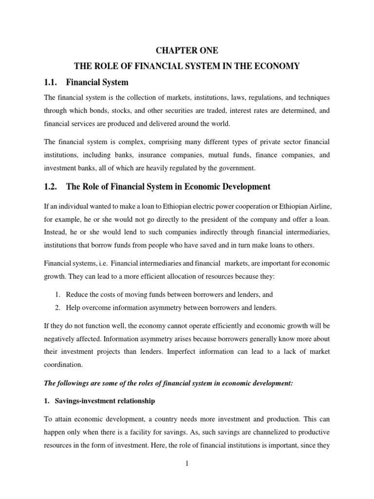 The Role of Financial System in The Economy | PDF | Financial Markets ...