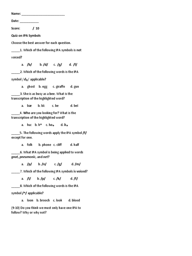 Ipa Quiz Symbols Pdf