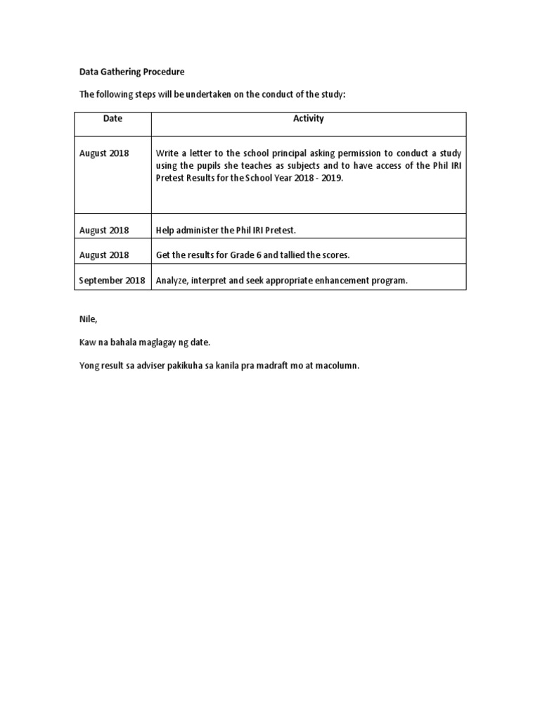Nile - Data Gathering Procedure | PDF | Career & Growth