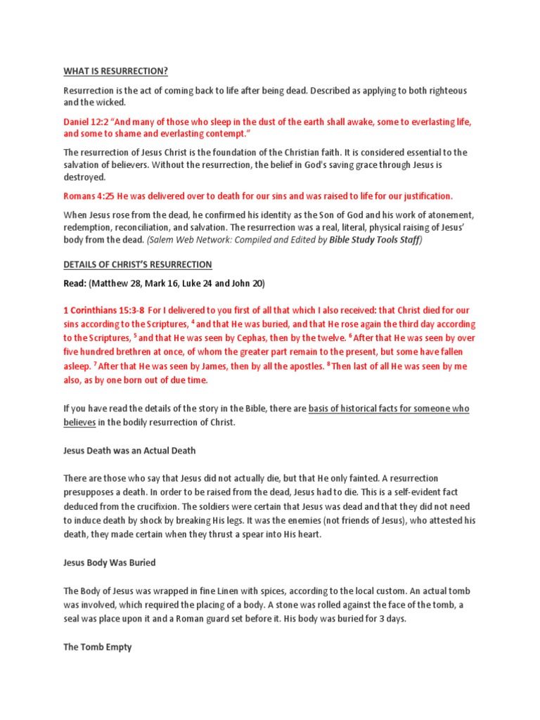 What Is Resurrection | PDF | Resurrection Of Jesus | Christian Belief ...