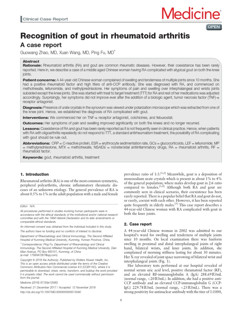 Recognition of Gout in RA | PDF | Gout | Arthritis