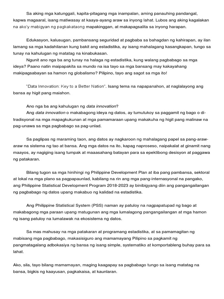 Oration Piece in Filipino | PDF